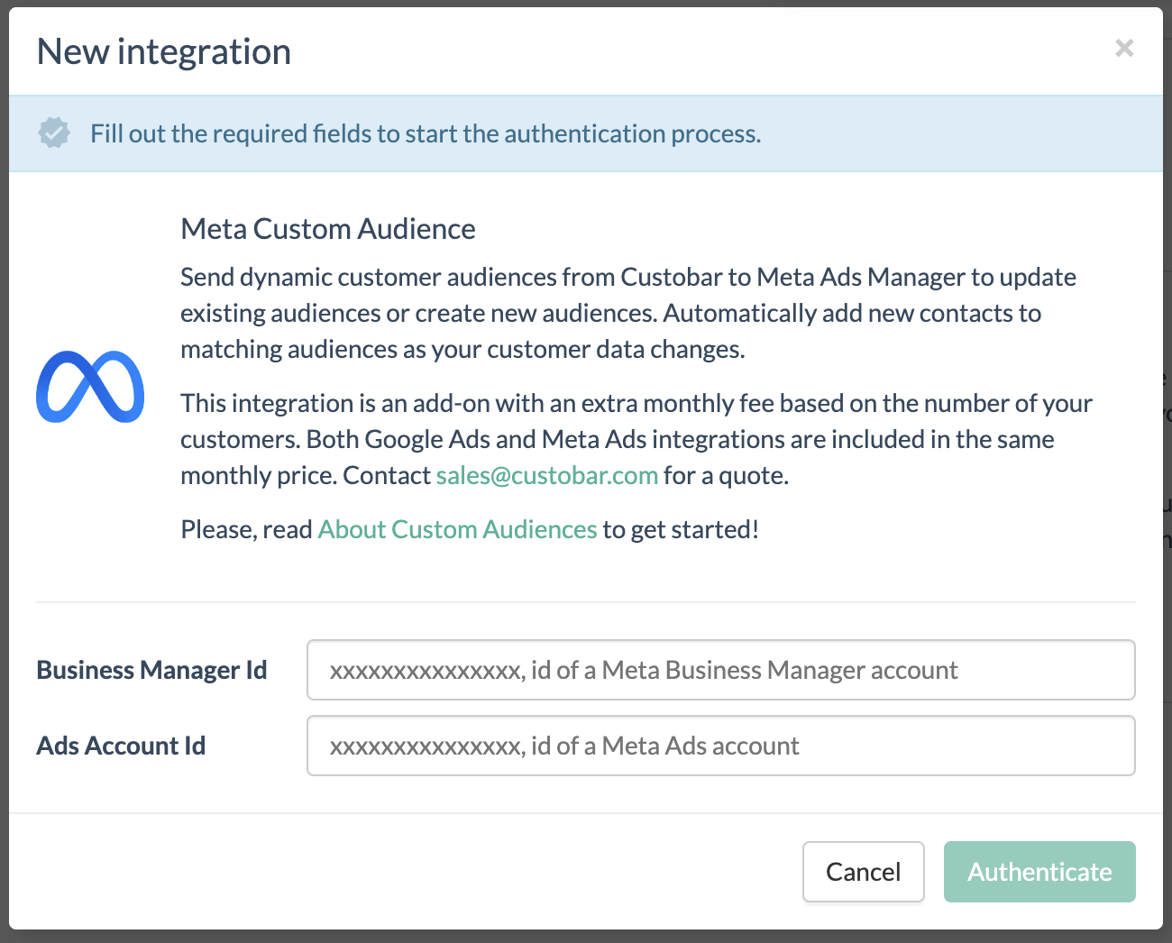 Meta Custom Audience integration